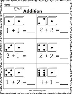Free Addition Worksheets Math for Kindergarten - Edukidsday.com