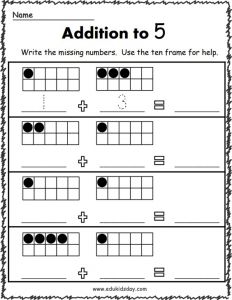 Free Addition Worksheets Math for Kindergarten - Edukidsday.com