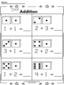 Addition 1 Digit Printable Worksheet Kindergartens - Edukidsday.com