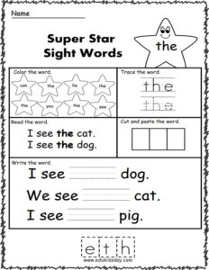 Printable Worksheet for Kindergarten – Grade 1 - Edukidsday.com